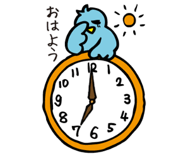 Blue Bird telling the time by high tomomi sticker #1372444