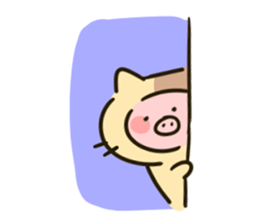 "Pig"and"Cat" by KyousuiRio sticker #8678963