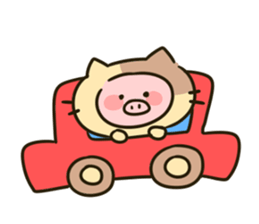 "Pig"and"Cat" by KyousuiRio sticker #8678971