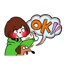 Ako-chan and dog Momo-chan by kusunoki sticker #9799860