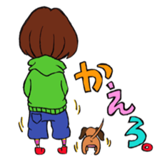 Ako-chan and dog Momo-chan by kusunoki sticker #9799876