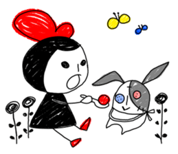 girl of red ribbon & rabbit by ZA-K! sticker #10820512