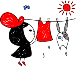 girl of red ribbon & rabbit by ZA-K! sticker #10820513