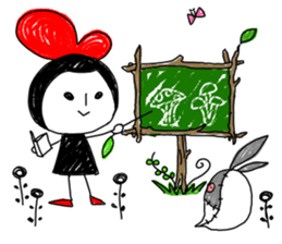 girl of red ribbon & rabbit by ZA-K! sticker #10820514