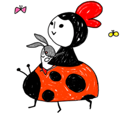 girl of red ribbon & rabbit by ZA-K! sticker #10820518