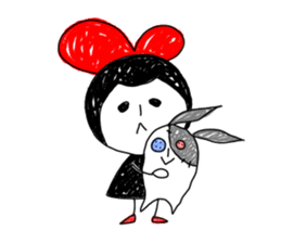 girl of red ribbon & rabbit by ZA-K! sticker #10820528