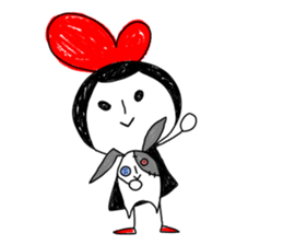 girl of red ribbon & rabbit by ZA-K! sticker #10820529