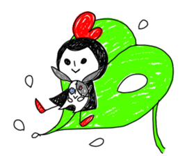 girl of red ribbon & rabbit by ZA-K! sticker #10820530