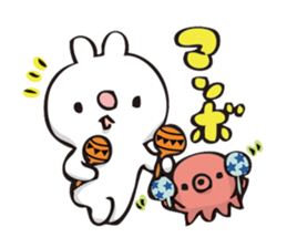 rabbit and octopus by Q sticker #12261935
