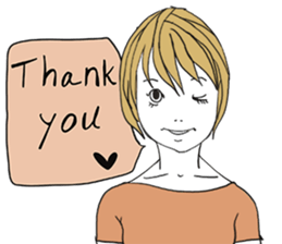 Girl of shortcut hair by yamane24 sticker #12595250