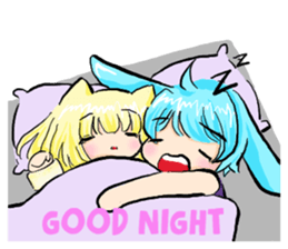 Rabbit boyfriend with his cat girlfriend by I am gua sticker #14309364