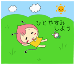 Small devil momotan and mi-tan by mocorot sticker #15860333