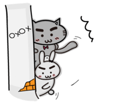 Gary cat & bye bye rabbit together by mina liu sticker #15877953