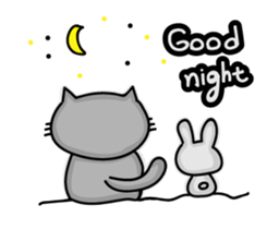 Gary cat & bye bye rabbit together by mina liu sticker #15877919