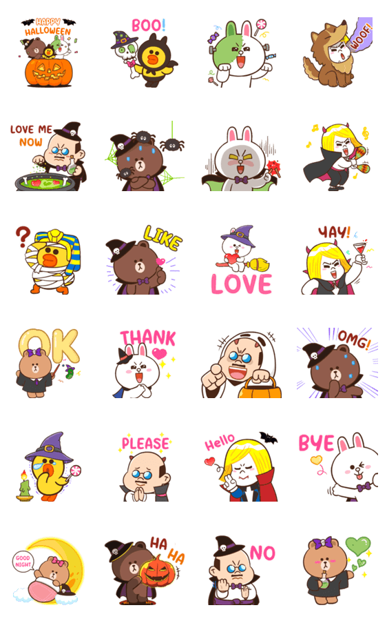 BROWN & FRIENDS Halloween (Popup) สติ๊กเกอร์ไลน์ป๊อปอัพ ของแท้ 100% ...